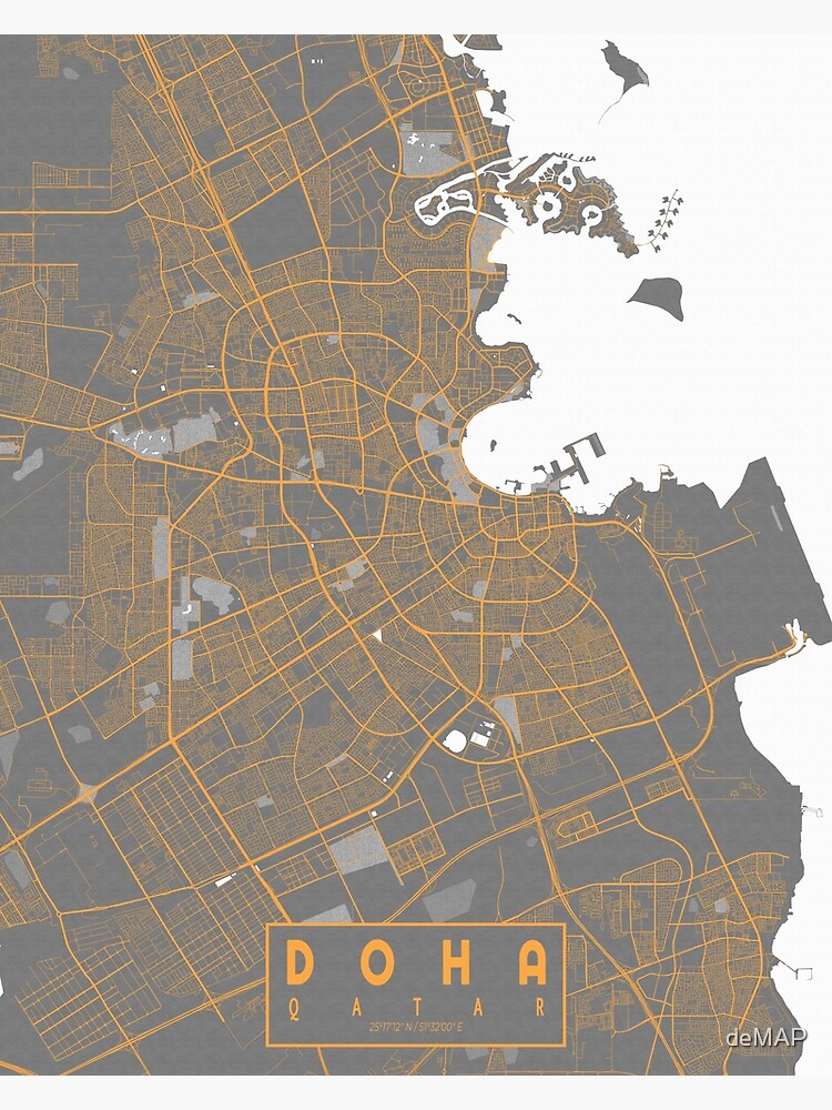 "Doha City Map of Qatar - Bauhaus" Poster for Sale by deMAP | Redbubble