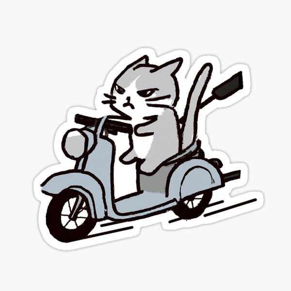 "Scooter Kitty" Sticker by TBMdesigns | Redbubble