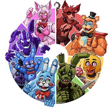 "fnaf animatronic colour wheel" Sticker for Sale by archooopy | Redbubble