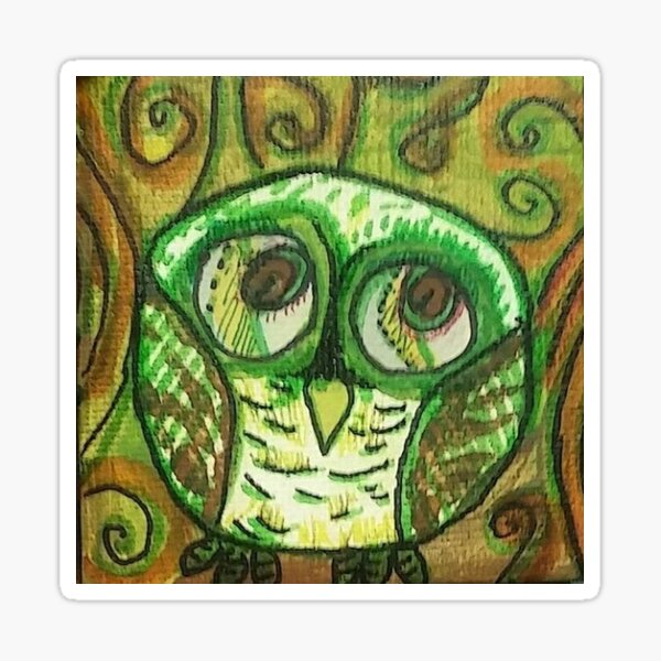 "Green Baby Owlette" Sticker for Sale by HeartsatEasel | Redbubble