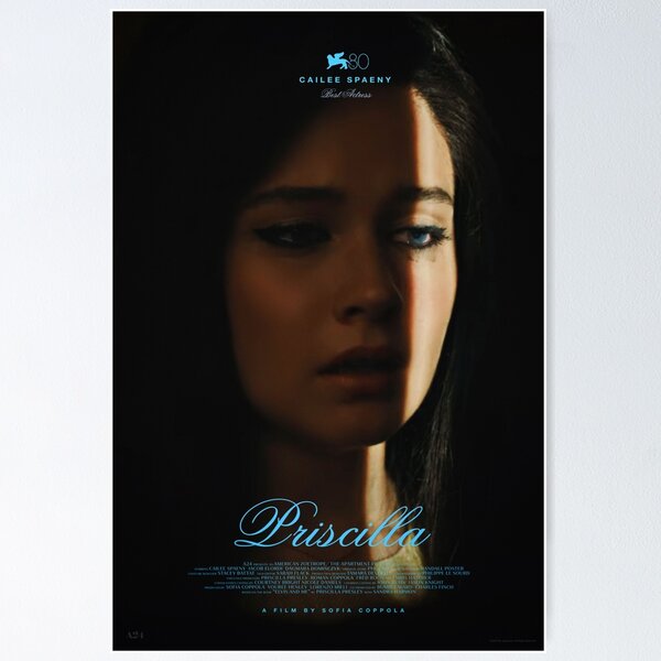 Poster for Sale avec l'œuvre « Priscilla film 2024 A24 » de l'artiste Dreamy Designs | Redbubble