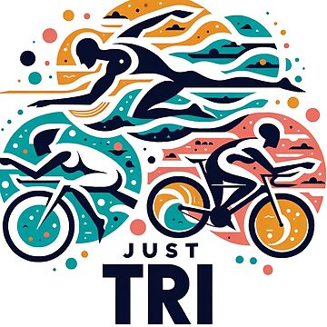 "Just Tri: Triathlon Motivation Inspired by Iconic Slogan" Sticker for ...