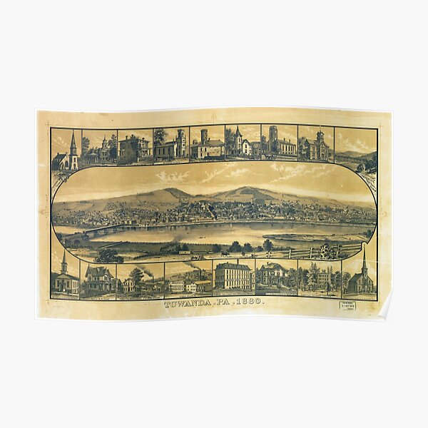 Póster «Vista aérea de Towanda, Pennsylvania (1880)» de allhistory ...