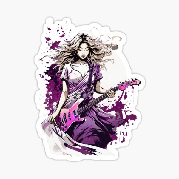"Midori Inspired Guitarist Illustration" Sticker for Sale by ...