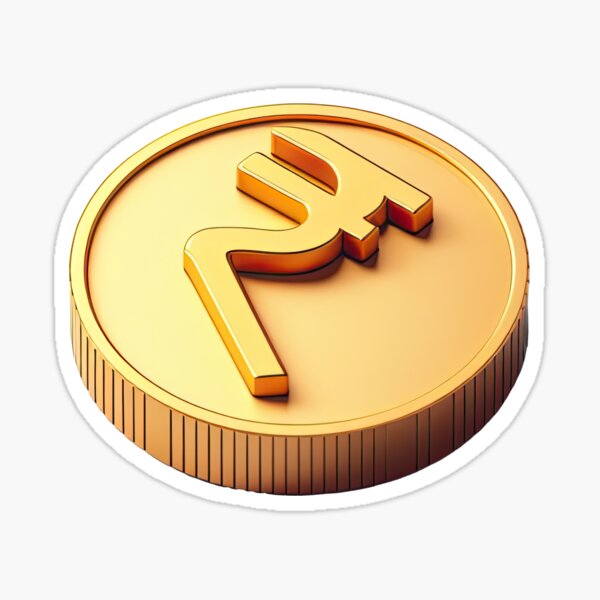"Golden Rupee Coin for Prosperity" Sticker for Sale by pixclipart ...