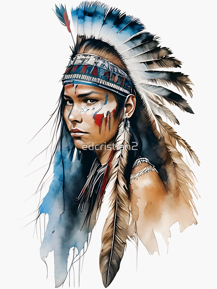 "Native Girl 02 Aboriginal Indian" Sticker by edcristian2 | Redbubble