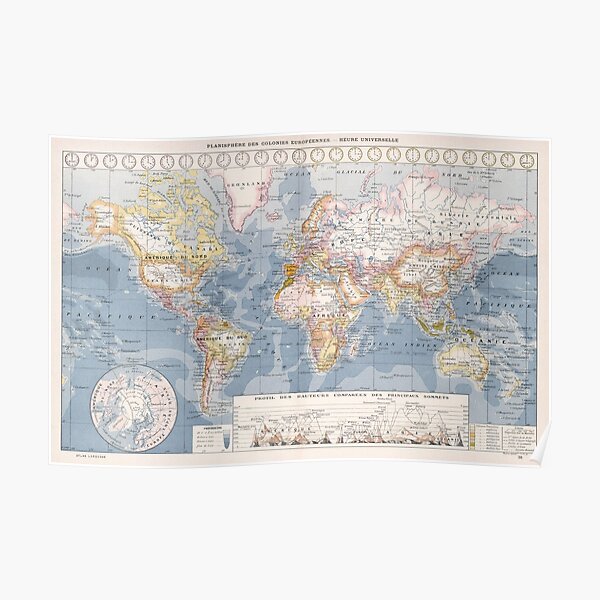 "Vintage Map of The World (1900)" Poster for Sale by BravuraMedia ...