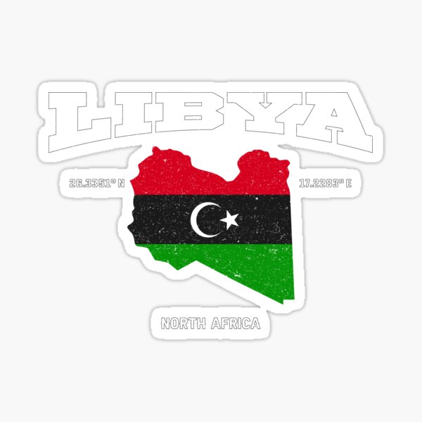 "Libyan Flag and Map, Libya coordinates, Libya location" Sticker for ...