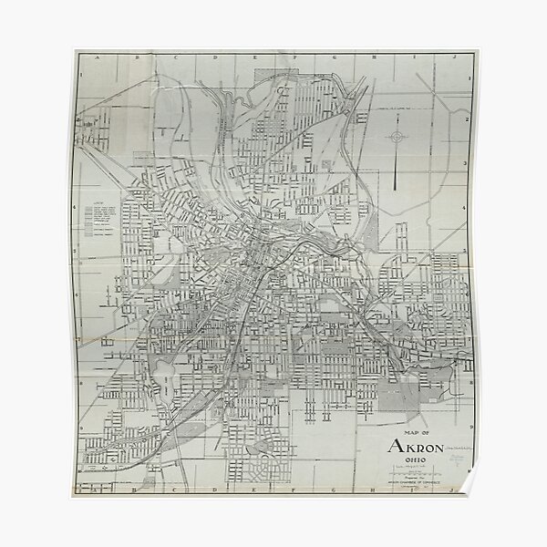 "Vintage Map of Akron Ohio (1917)" Poster by BravuraMedia | Redbubble