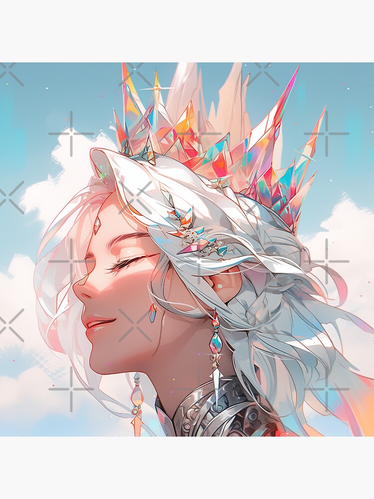 "Beautiful Crystal Crown Anime Girl" Sticker for Sale by bubblegoth ...