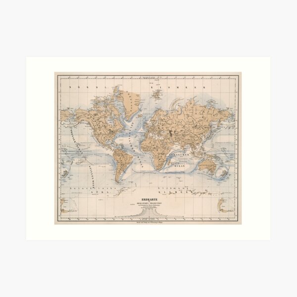 "Vintage Map of The World (1884)" Art Print by BravuraMedia | Redbubble