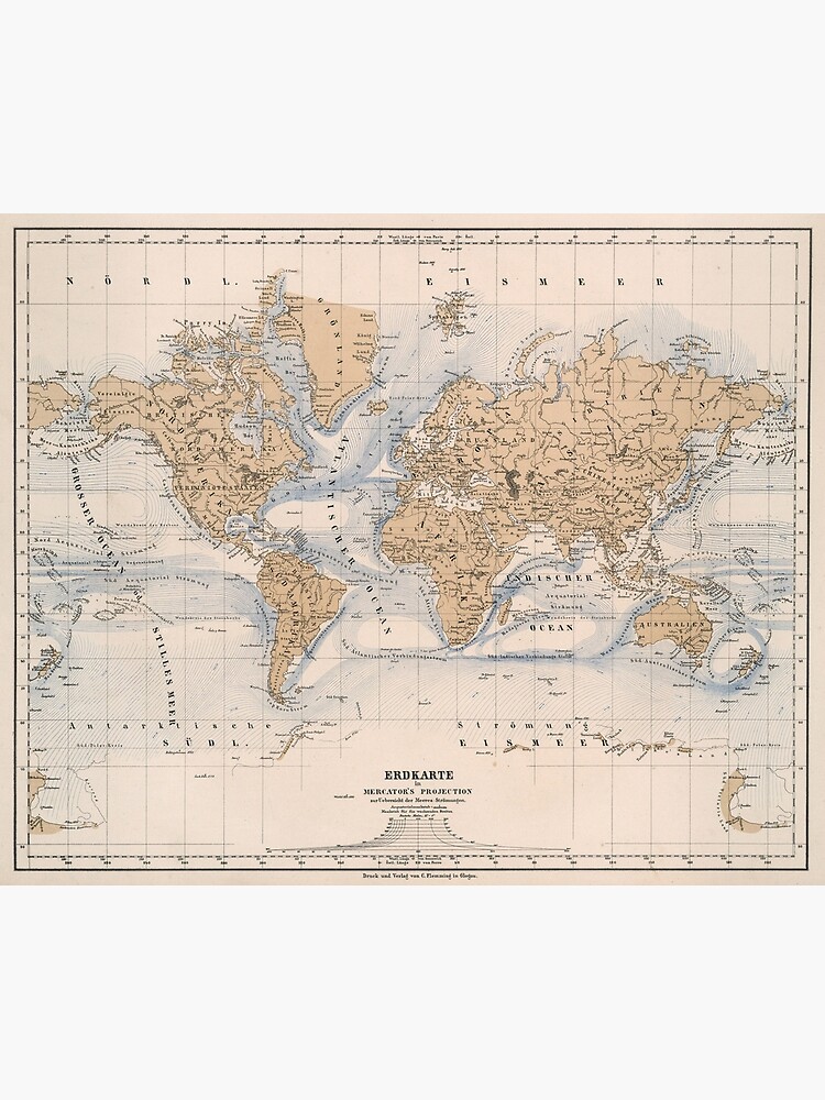 "Vintage Map of The World (1884)" Art Print by BravuraMedia | Redbubble
