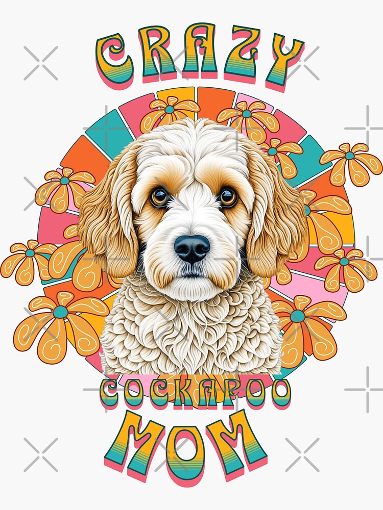 "Crazy Cockapoo Mom, retro crazy cockapoo mom" Sticker for Sale by ...