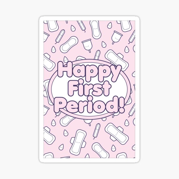 "Happy First Period Cute Pink Pad Pattern" Sticker for Sale by ...