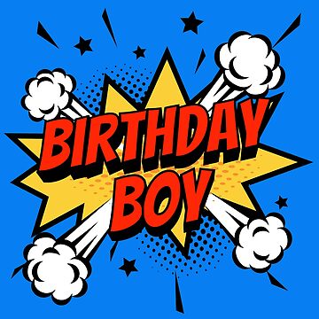 "Pop art comic style birthday boy text" Sticker for Sale by FrogFactory ...