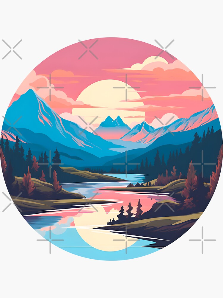 "Subtle Trans Pride Beautiful Mountain Sunset Nature" Sticker for Sale ...