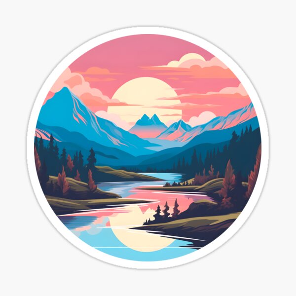 "Subtle Trans Pride Beautiful Mountain Sunset Nature" Sticker for Sale ...