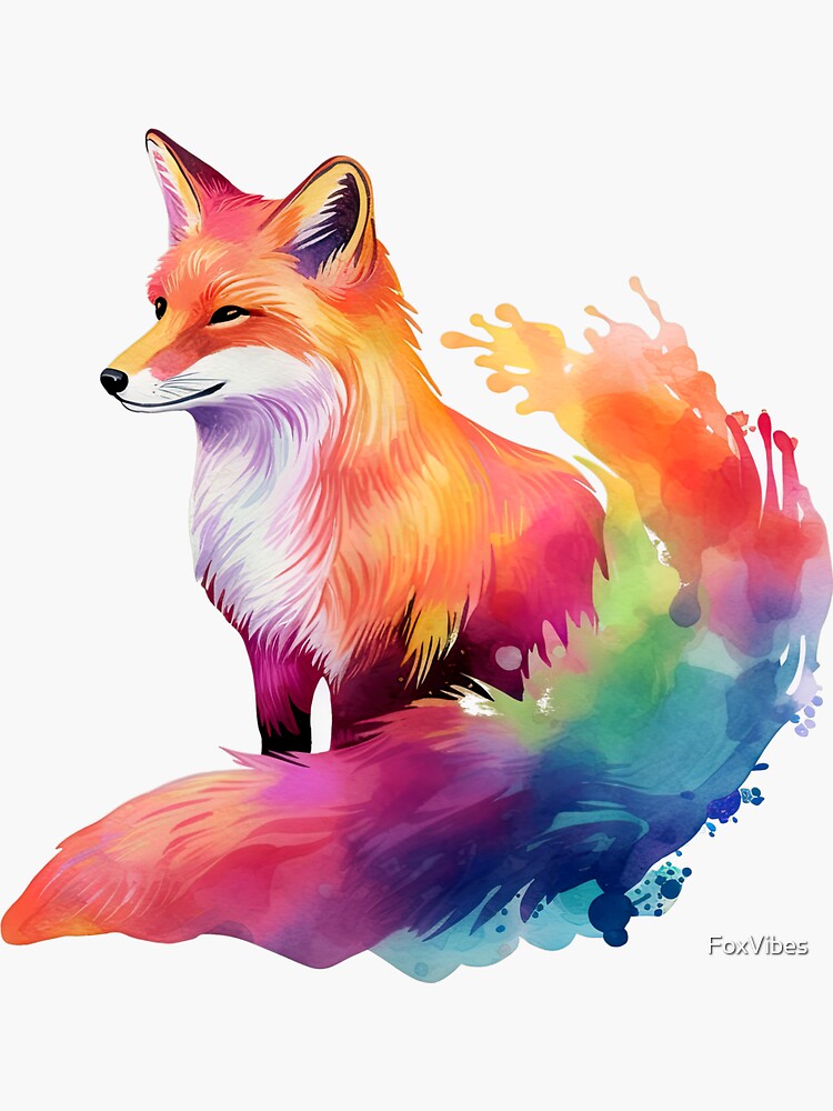 "Rainbow Fox" Sticker for Sale by FoxVibes | Redbubble