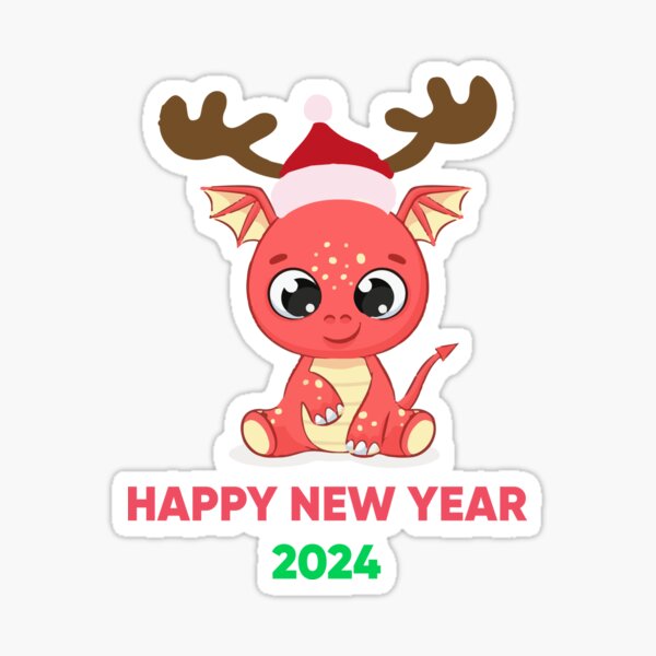 "happy new year 2024" Sticker for Sale by Pink-Saturn | Redbubble