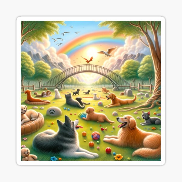 "At the Rainbow Bridge" Sticker for Sale by Azurosa | Redbubble