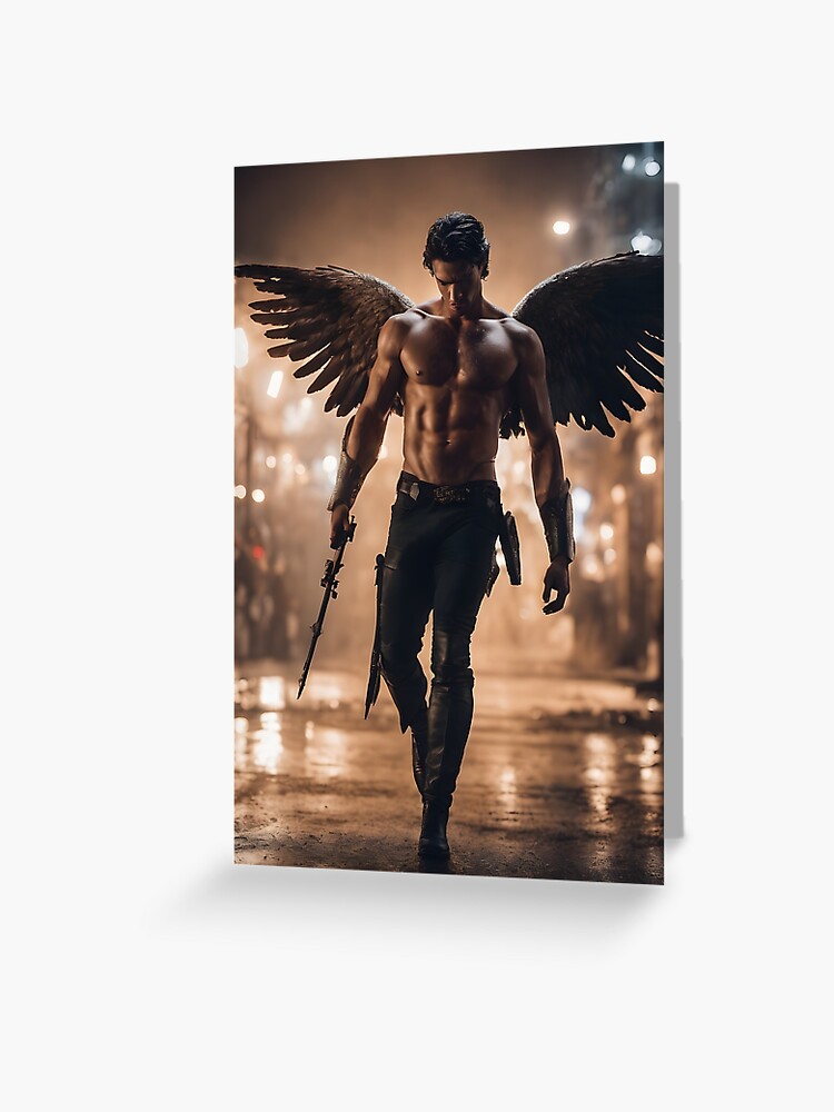 "Fallen Angel - Male" Greeting Card for Sale by Geek-Girl-Art | Redbubble