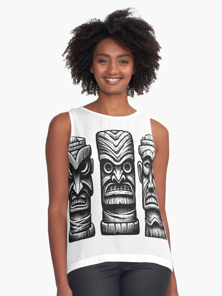 "Three Tiki Statues (Grey Tones)" Sticker for Sale by VelvetRoom ...