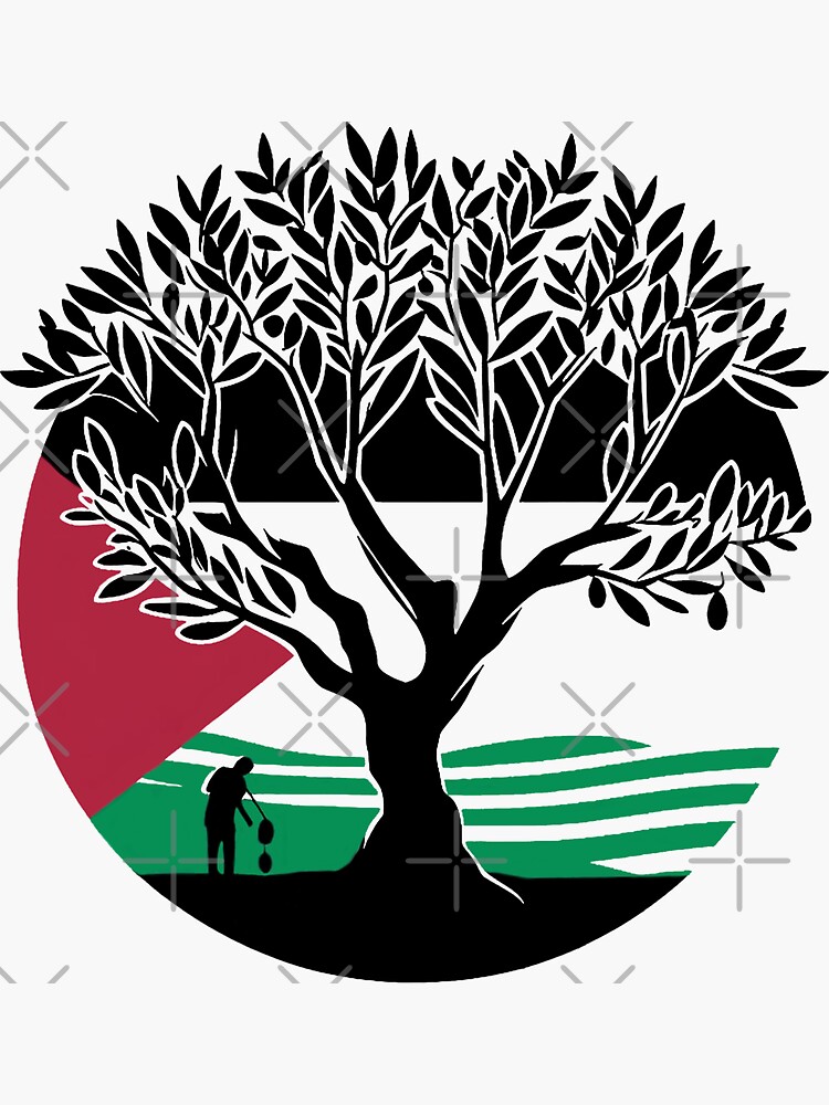 "Free Palestine, Flag & Olive tree" Sticker for Sale by samer11 | Redbubble