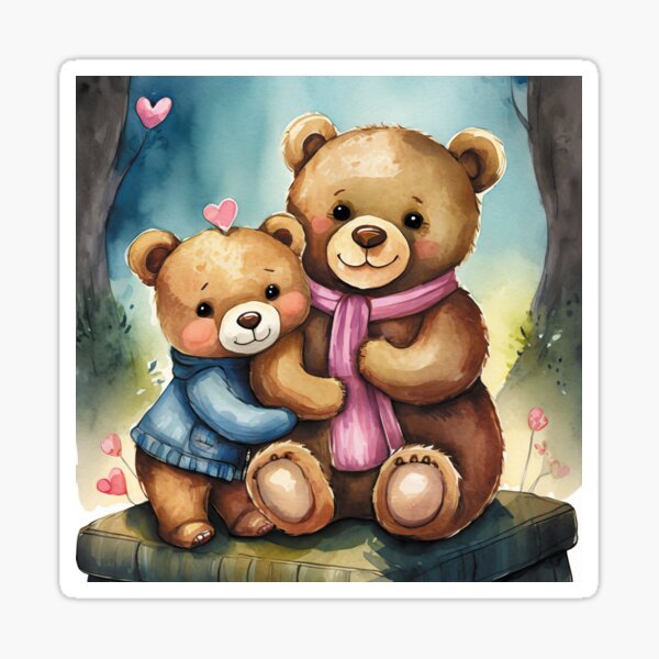 "Cute Teddy Bears Hugging" Sticker for Sale by ElaineFogelArt | Redbubble