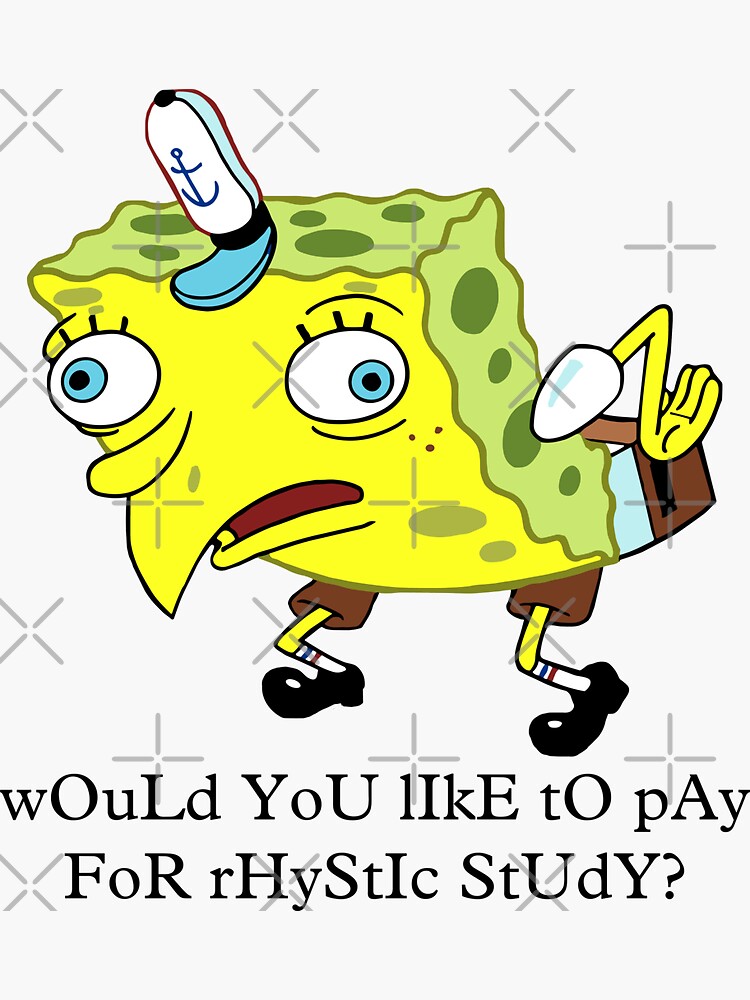 "Spongebob Mocking Rhystic Study" Sticker for Sale by Amys-Apparel ...
