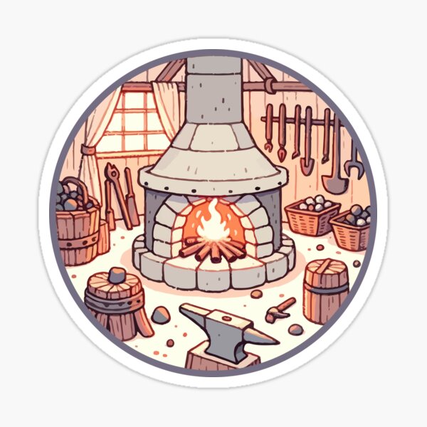 "Warm Vintage Blacksmith Forge" Sticker for Sale by OniumEth | Redbubble