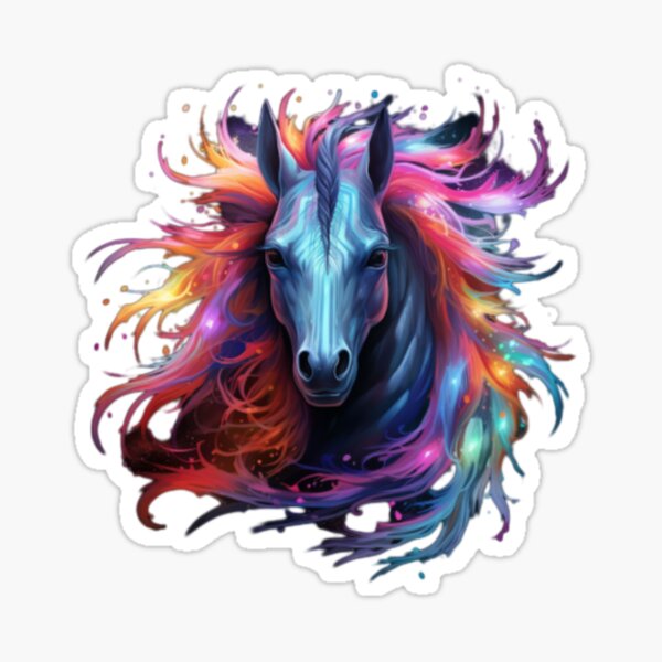 "Colorful Bright Beautiful Horse" Sticker for Sale by neatdesignsbycm ...