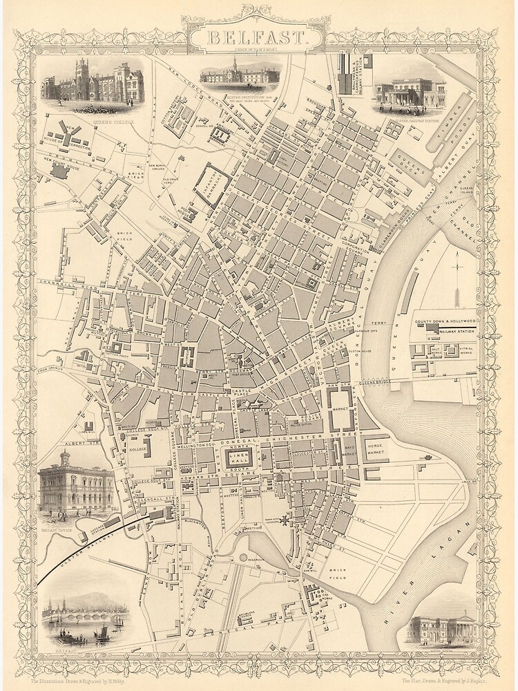 Vintage Map of Belfast Ireland (1851) Premium Matte Vertical Poster ...