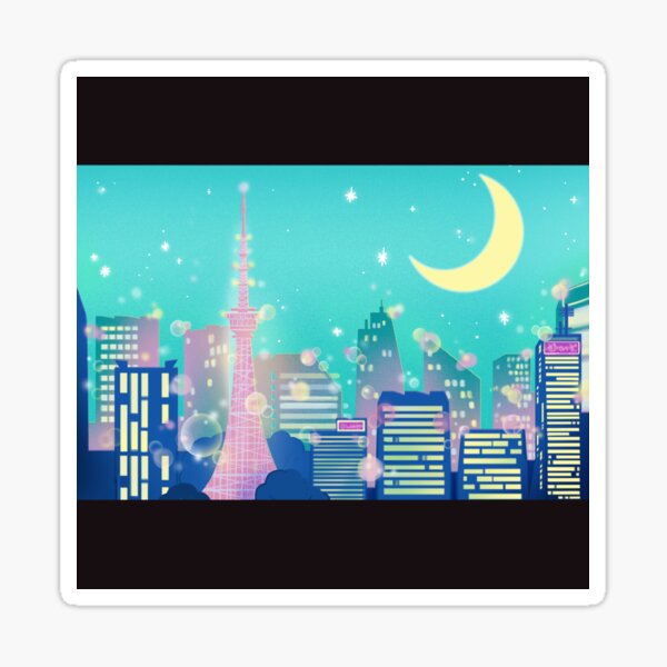 "Sailor Moon Tokyo Skyline" Sticker for Sale by clowmate | Redbubble