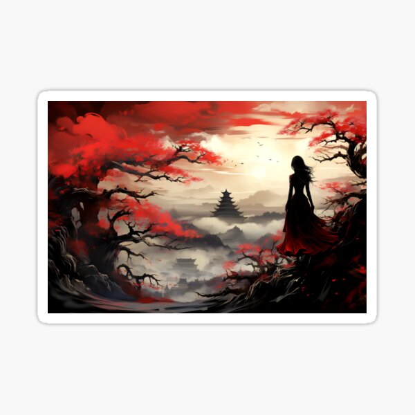 "Art of Japanese princess, castle in night, Art Inspirations" Sticker ...