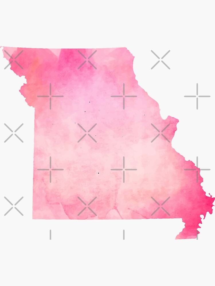 "Pink Watercolor Missouri" Sticker by kevgib | Redbubble