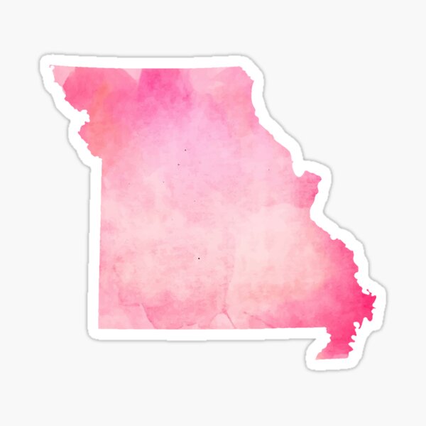 "Pink Watercolor Missouri" Sticker by kevgib | Redbubble
