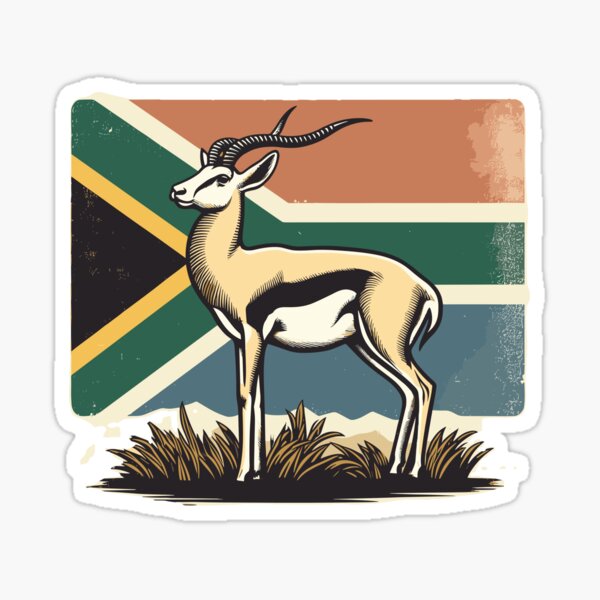 "Springbok with South African Flag" Sticker for Sale by popflix | Redbubble