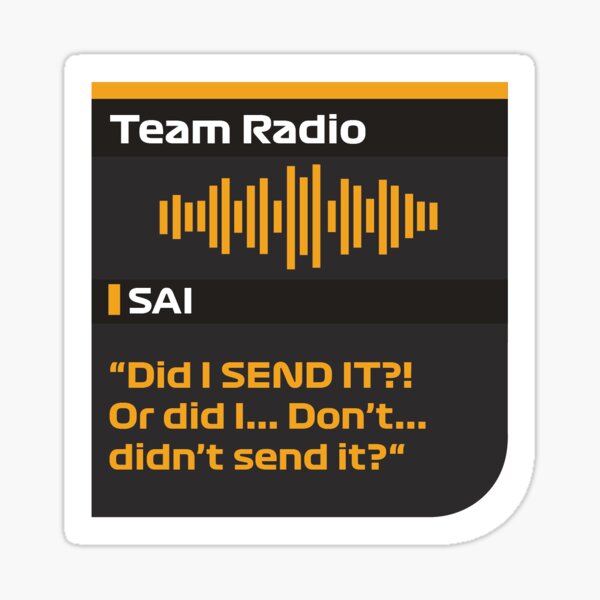 "Carlos Sainz F1 radio message" Sticker for Sale by BanicCompany ...
