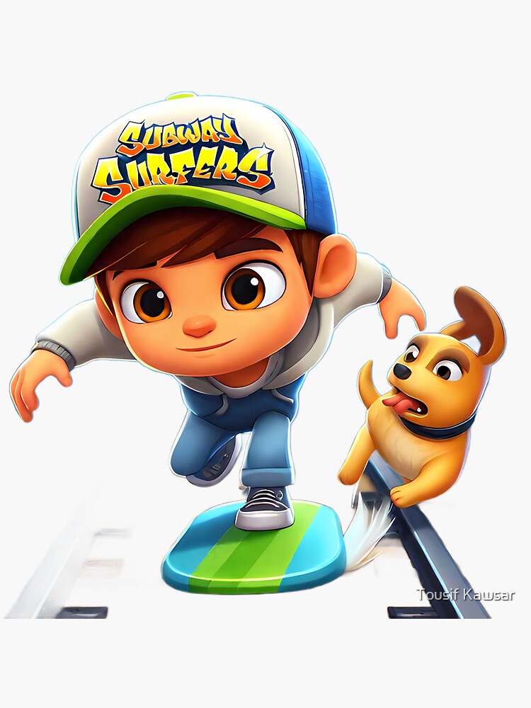 "Run, Jake, Run! Pursued by a Playful Pooch | Subway Surfer" Sticker ...