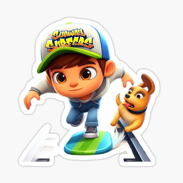 "Run, Jake, Run! Pursued by a Playful Pooch | Subway Surfer" Sticker ...