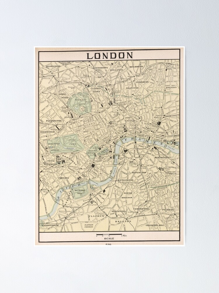 "Vintage Map of London England (1901)" Poster for Sale by BravuraMedia ...