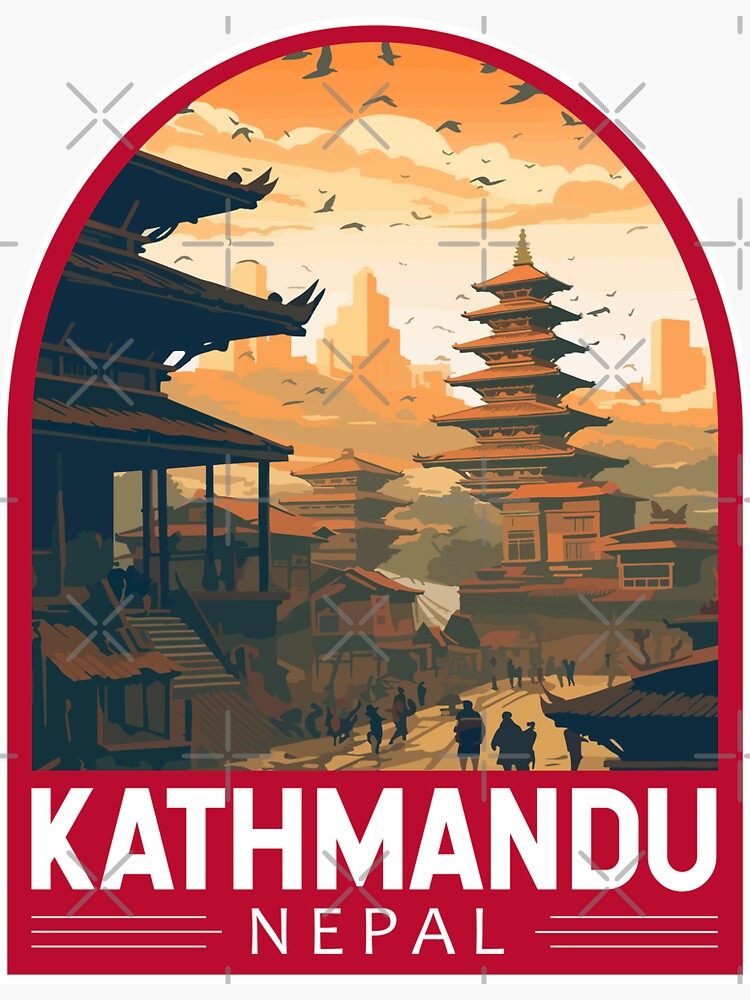 "Kathmandu Nepal Travel Art Emblem" Sticker for Sale by KrisSidDesigns ...