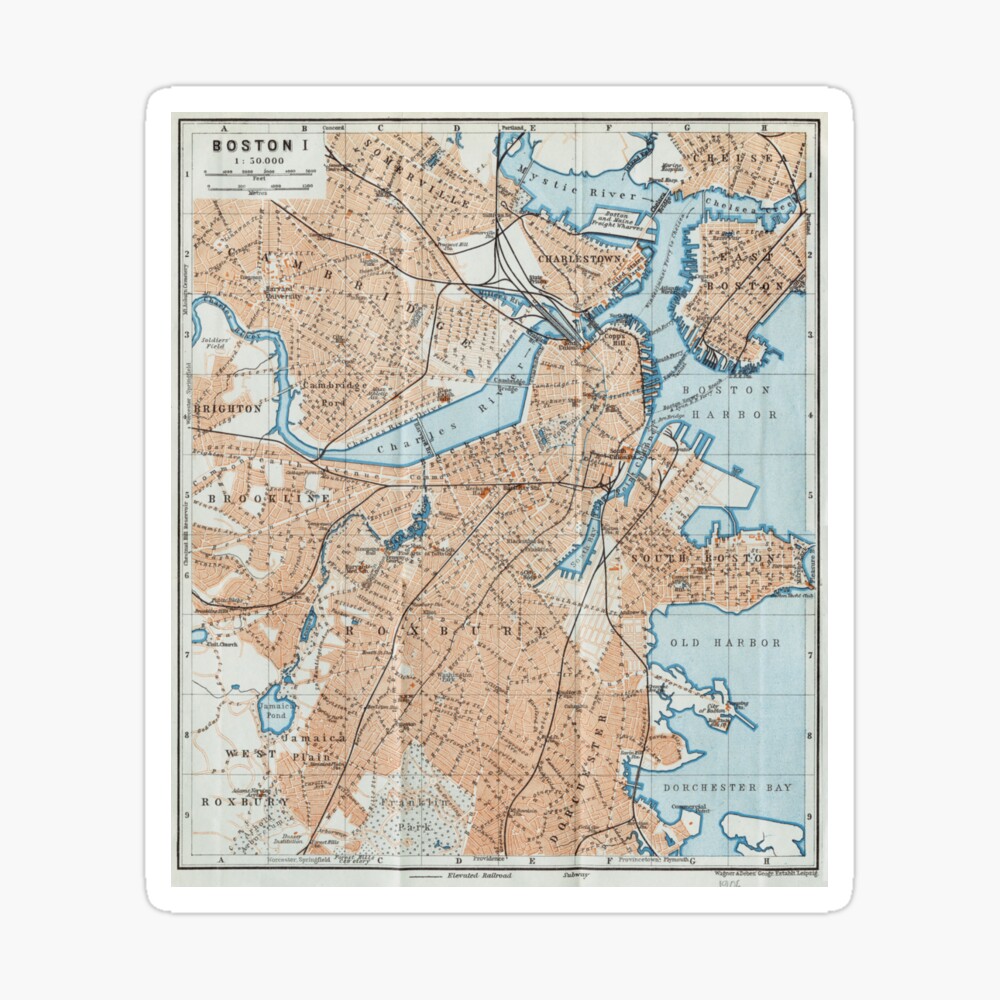 Prints Giclée Art & Collectibles Old Map of Boston Roxbury ...
