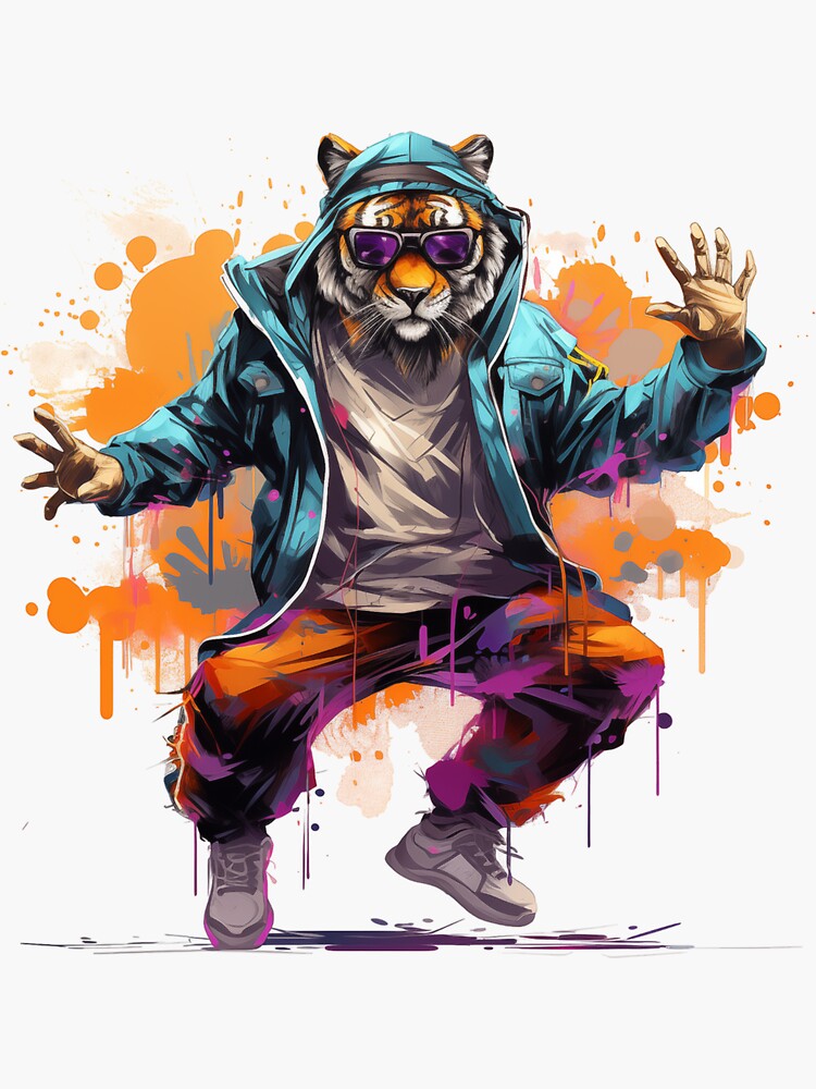 "Stylish Hip Dancing Tiger Illustration" Sticker for Sale by ...