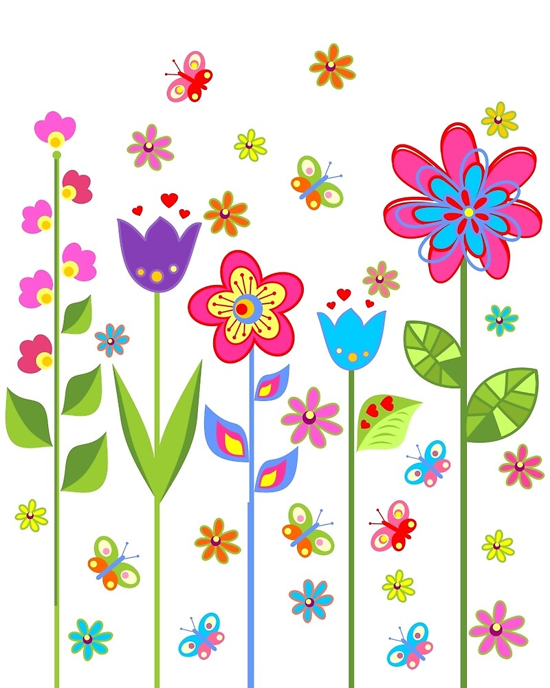 "Cute Colorful Cartoon Spring Flowers" by artonwear | Redbubble