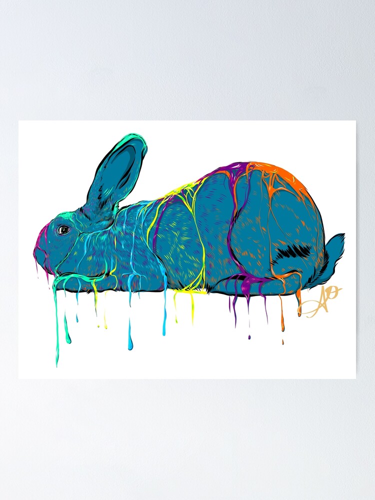 "American Rabbit - Paint Drip" Poster by uglyrabbit | Redbubble