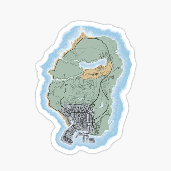 "Grand Theft Auto V Map" Sticker for Sale by NEAbstracts | Redbubble