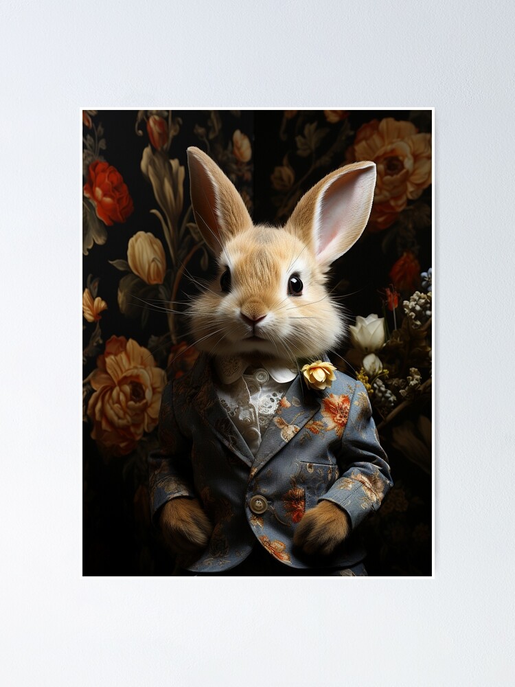 "A Gentleman Rabbit And Flowers" Poster for Sale by Michealfashion ...