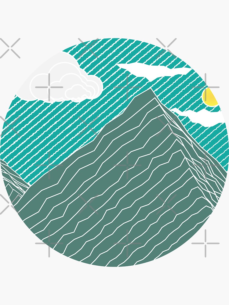 "Cartoon Sunny Mountainscape" Sticker by Nevl | Redbubble