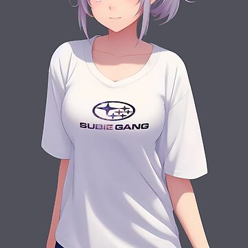 "Anime Girl Wearing a Subie Gang tee" Sticker for Sale by acworks ...
